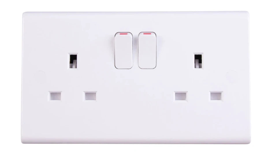 Deta Slimline S1209SDP 2 Gang 13A Switched Socket DP — Electricals Online