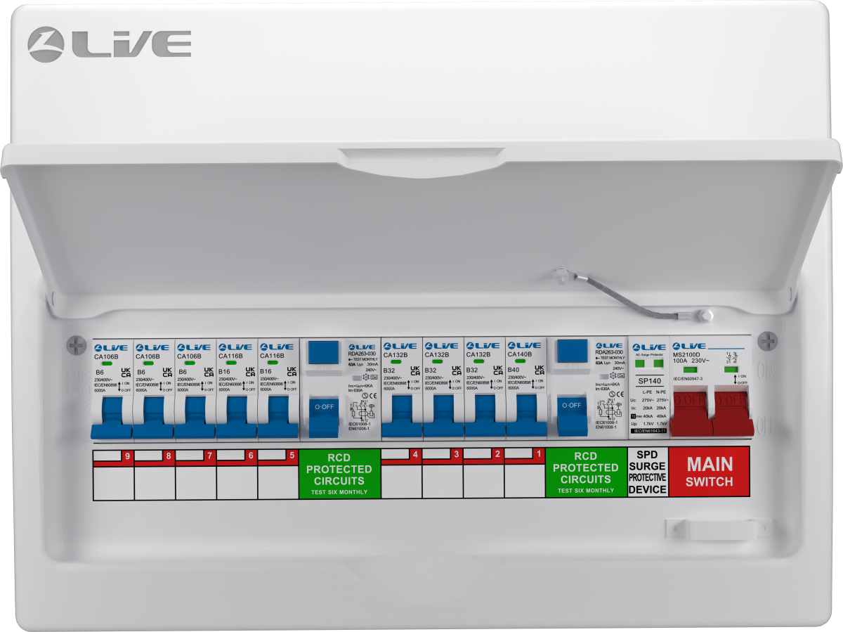 Live LSMC1663TR-AS 16 Module Split Load c/w 100A Main Switch / 2x63A 3 ...
