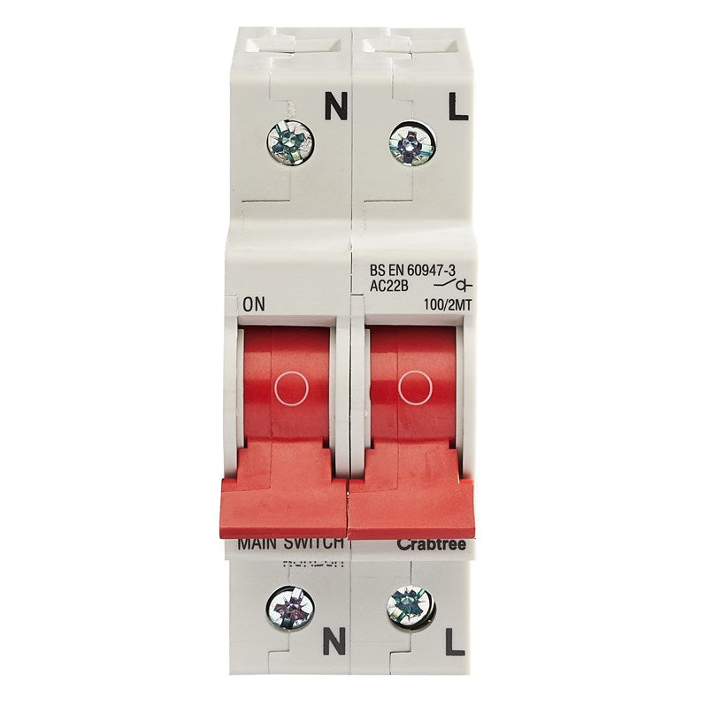 Crabtree 100/2MT 100A DP Main Switch with Tap Off Terminal ...
