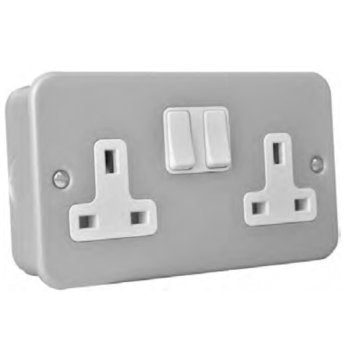 Hamilton MCSS2WH-W Metalclad 2G Double Socket — Electricals Online