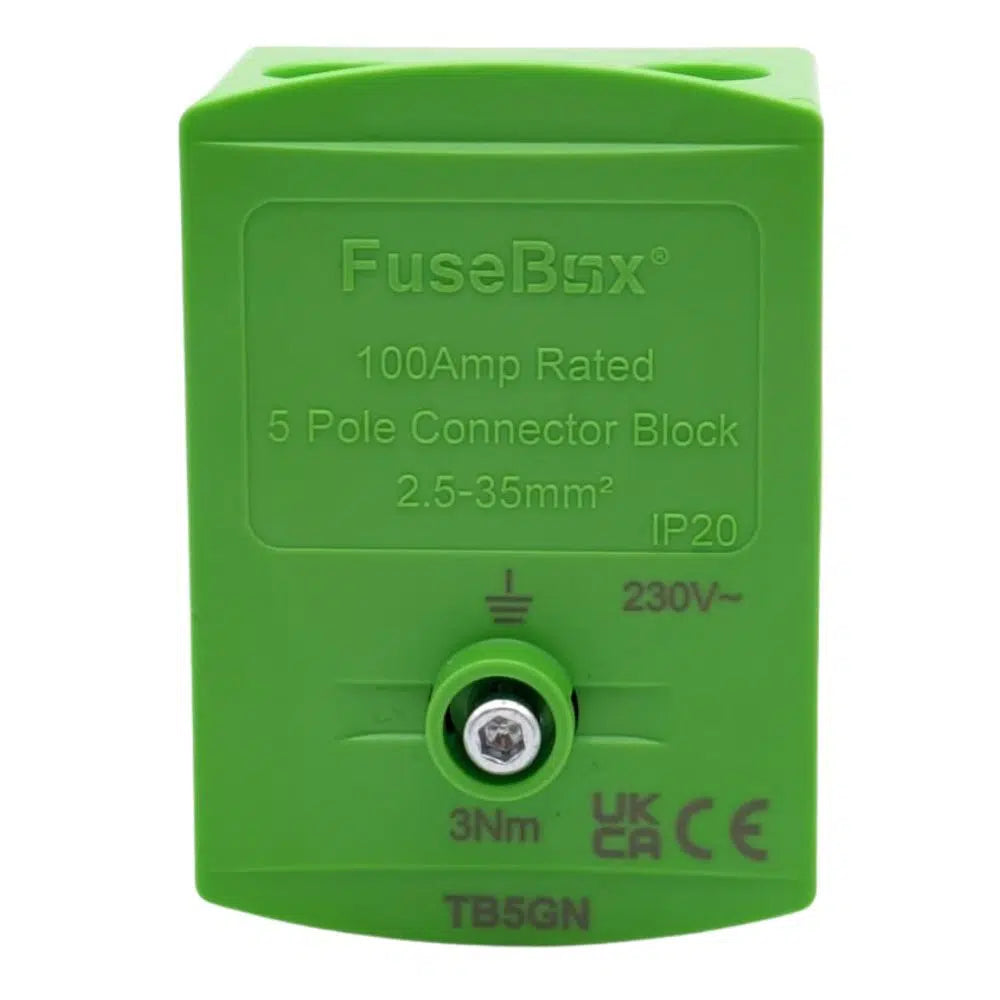 Fusebox TB5GN IP20 Green 100A Terminal Block — Electricals Online