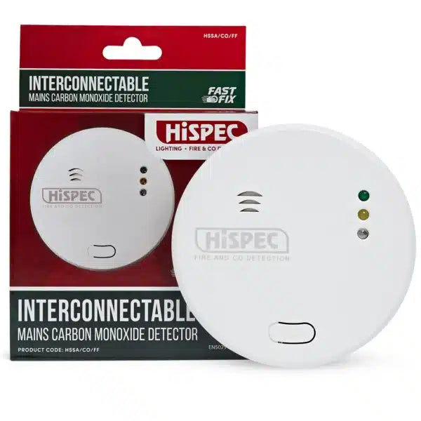 Hispec HSSA/CO/FF10 Interconnectable Fast Fix Mains Carbon Monoxide De — Electricals Online