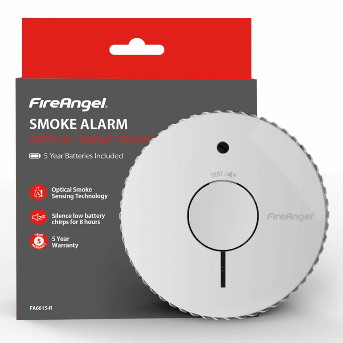 Fire Angel FA6615-R-T2 Optical Smoke Alarm Twin Pack w/Replaceable ...