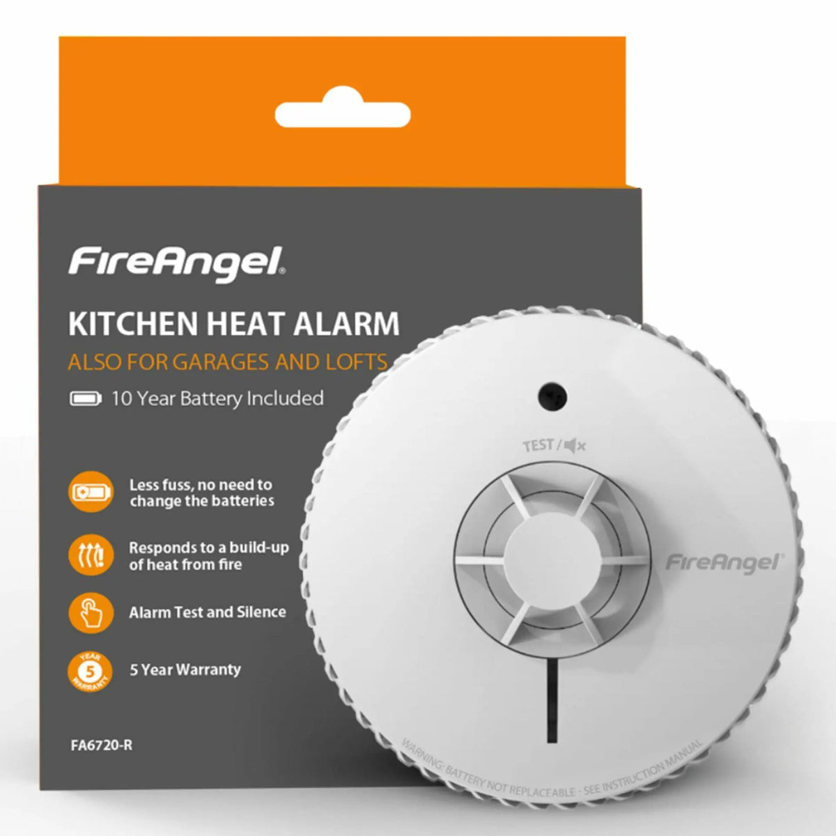 Fire Angel FA6720-R Kitchen Heat Alarm, 10 Year Life-Time Battery ...