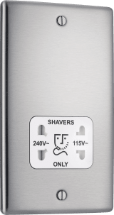 BG Nexus NBS20W Dual Voltage Shaver Socket Brushed Stainless White Ins ...