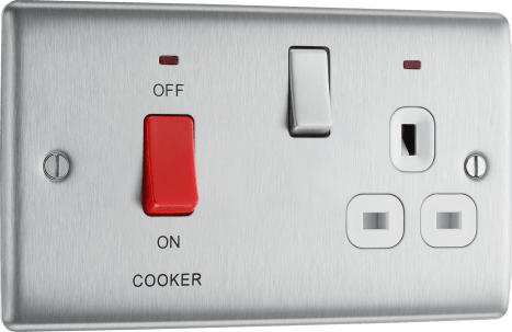 BG Nexus NBS70W 45A DP Cooker Control Unit Socket Brushed Stainless Wh ...