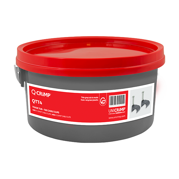 Unicrimp QTT4 T&E Cable Clips Tub - 400 x 1.0mm & 400 x 2.5mm ...
