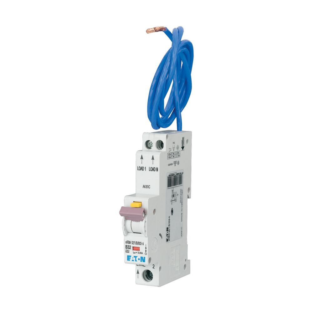 Eaton EMBH110R30C 10A Single Pole 1 Module B Curve 10kA 30mA Type A RC ...