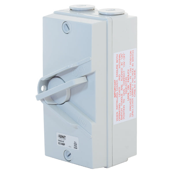 SelectRic SS63A-RS 63 Amp / 30kW Weatherproof Isolator Switch – 4 Pole ...