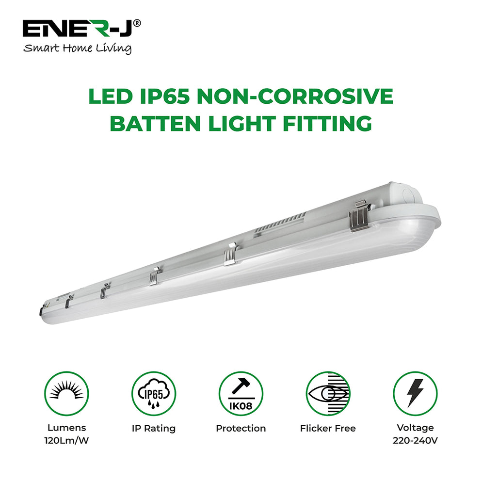 Pack of 6 units, LED Non Corrosive IP65 Batten Fitting Light with ...